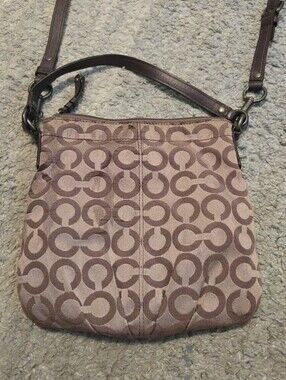 Coach | Bags | Coach Signature Crossbody Bag Brown Canvas Jacquard ...